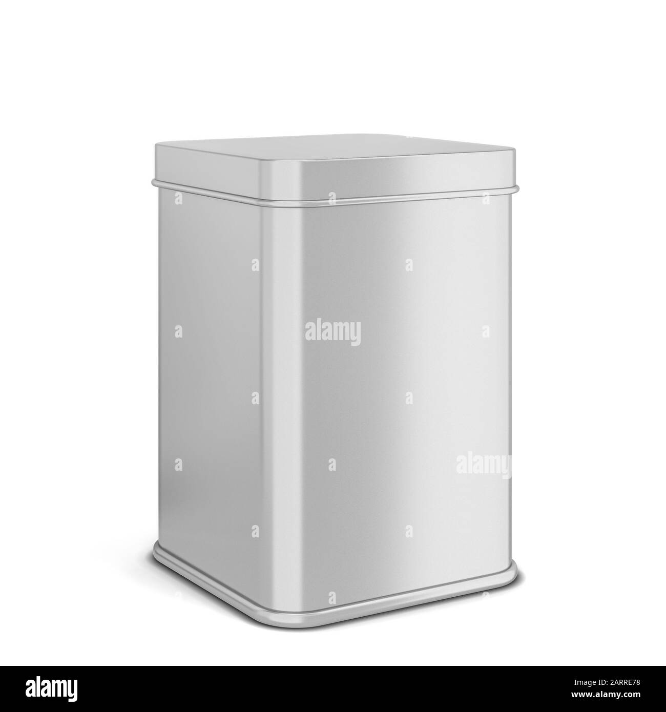 Rectangular tin can for tea or coffee. 3d illustration isolated on ...