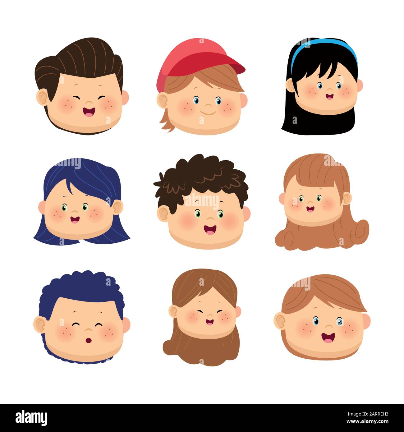 icon set of happy kids faces, colorful design Stock Vector Image & Art ...