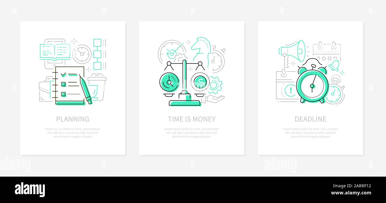 Management - vector line design style banners set Stock Vector Image ...