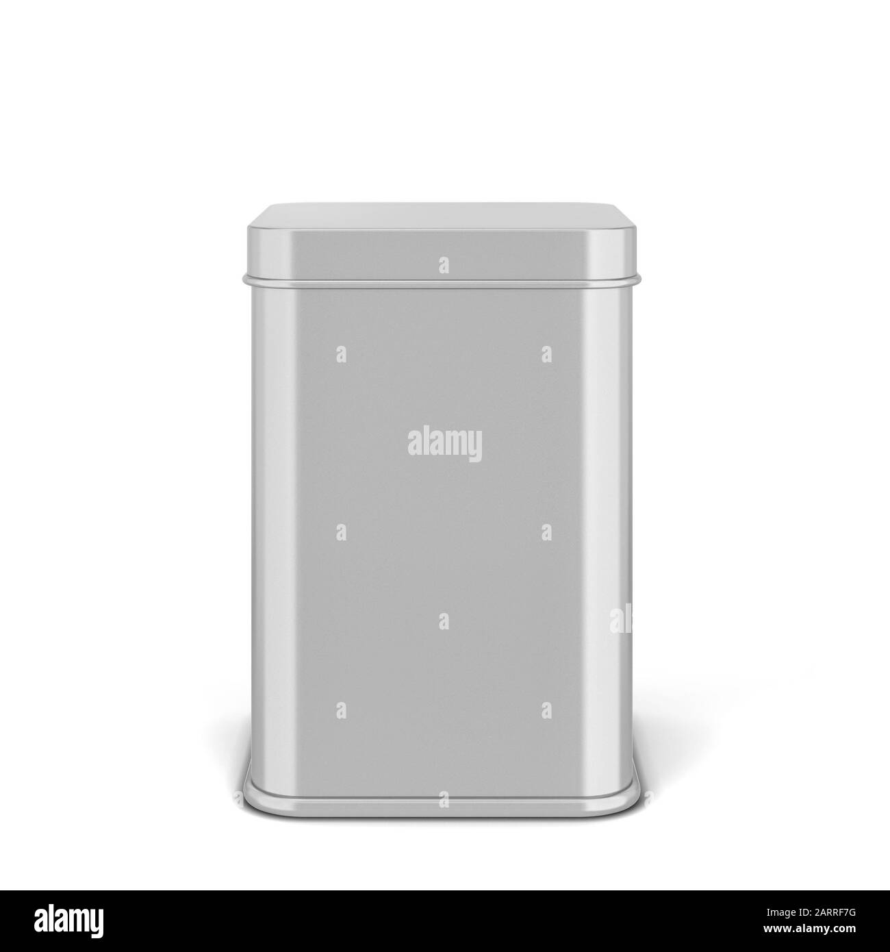 Rectangular tin can for tea or coffee. 3d illustration isolated on ...
