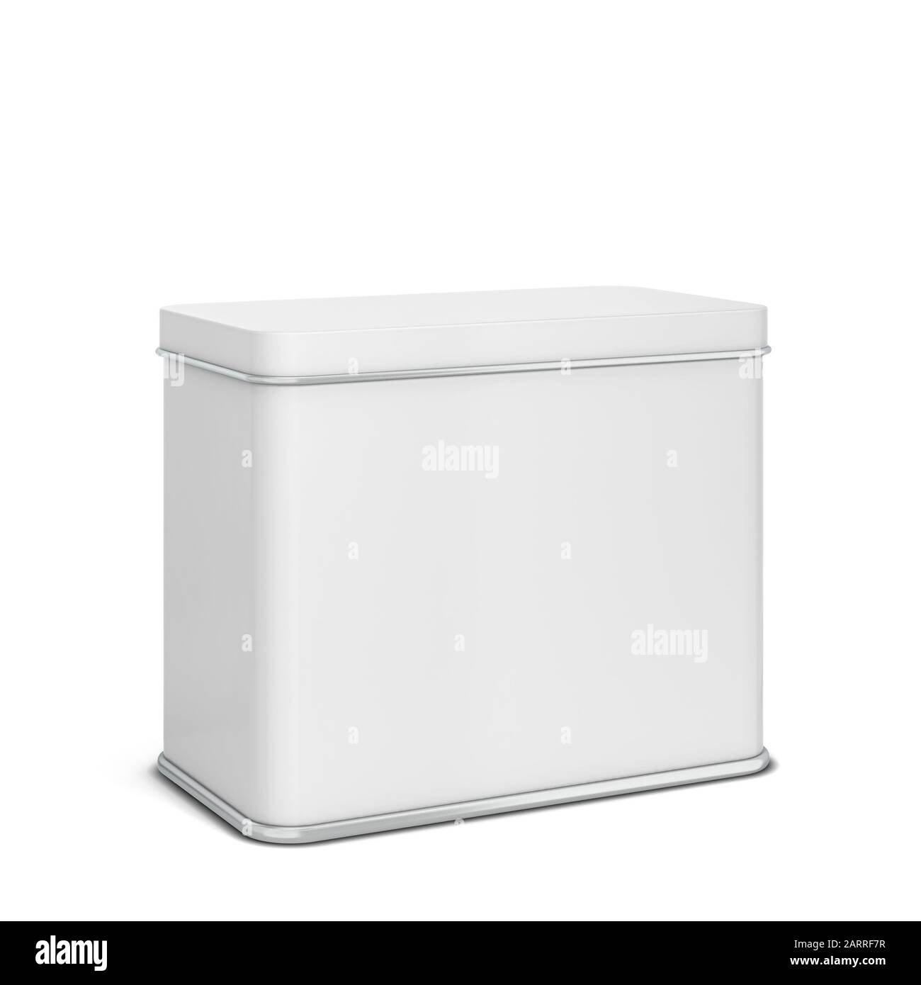 Rectangular tin can for tea or coffee. 3d illustration isolated on ...