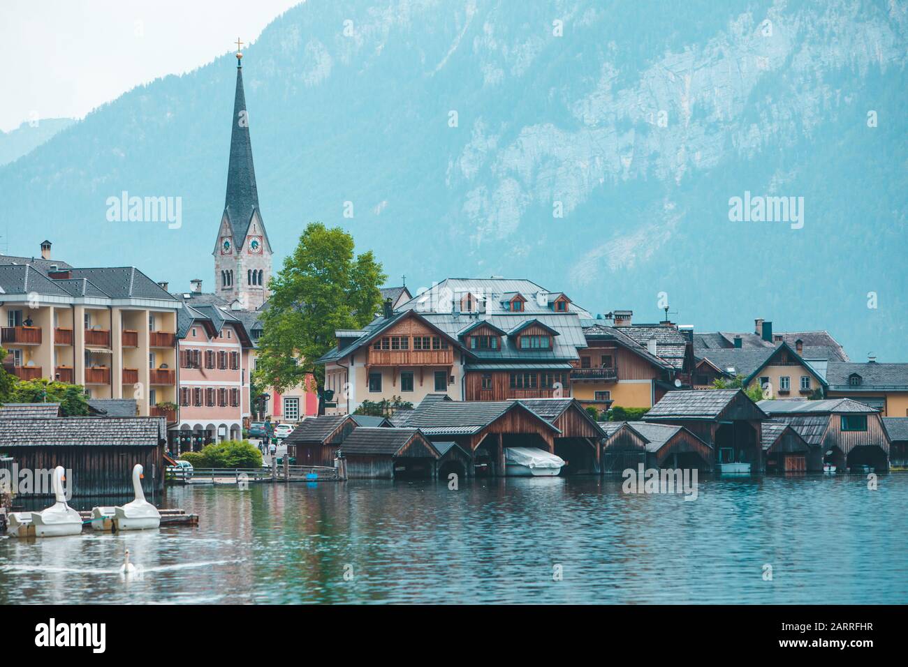 panoramic view of hallstatt city in austria Stock Photo - Alamy