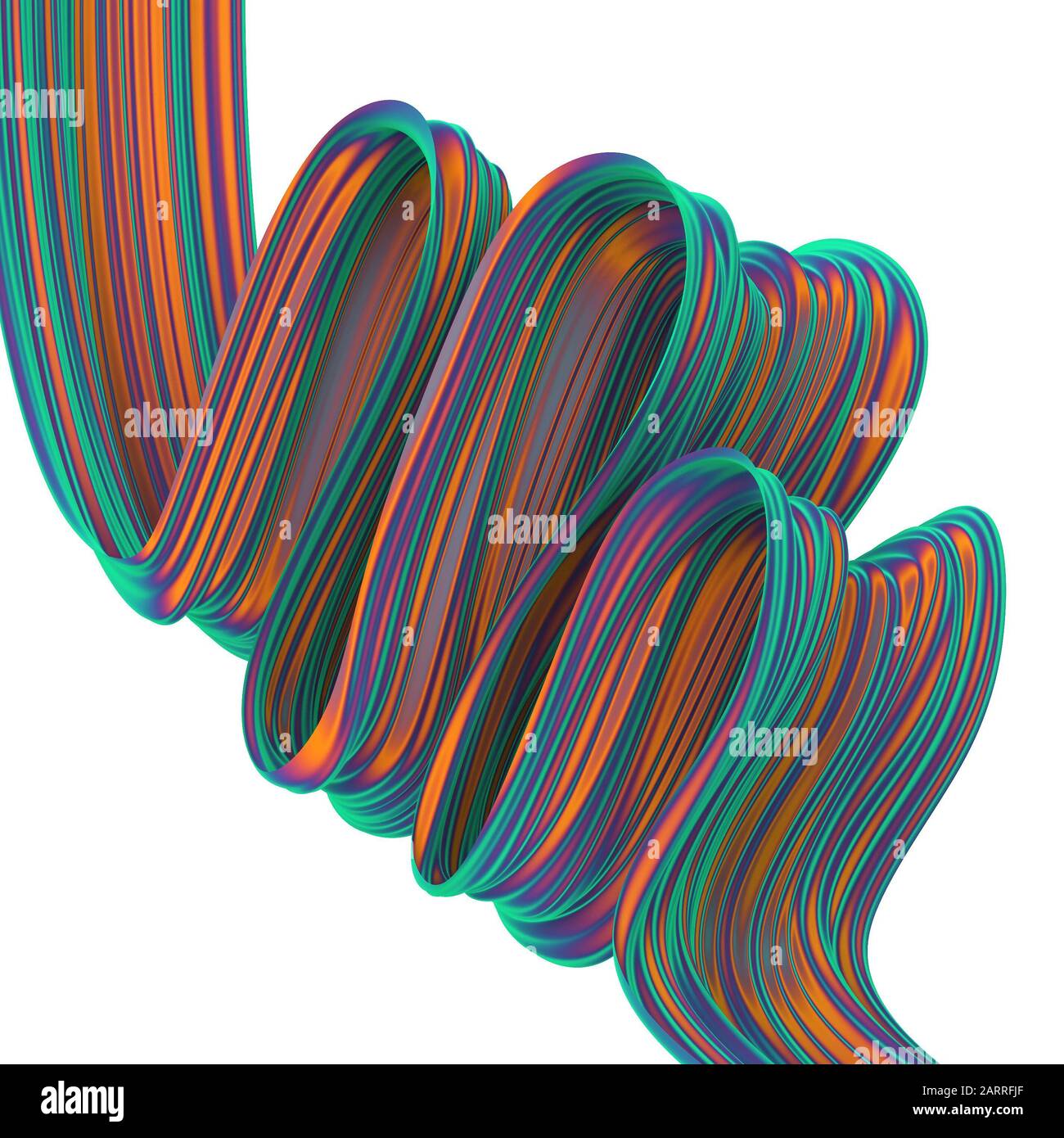 Abstract colorful ribbon shape. 3d illustration isolated on white ...