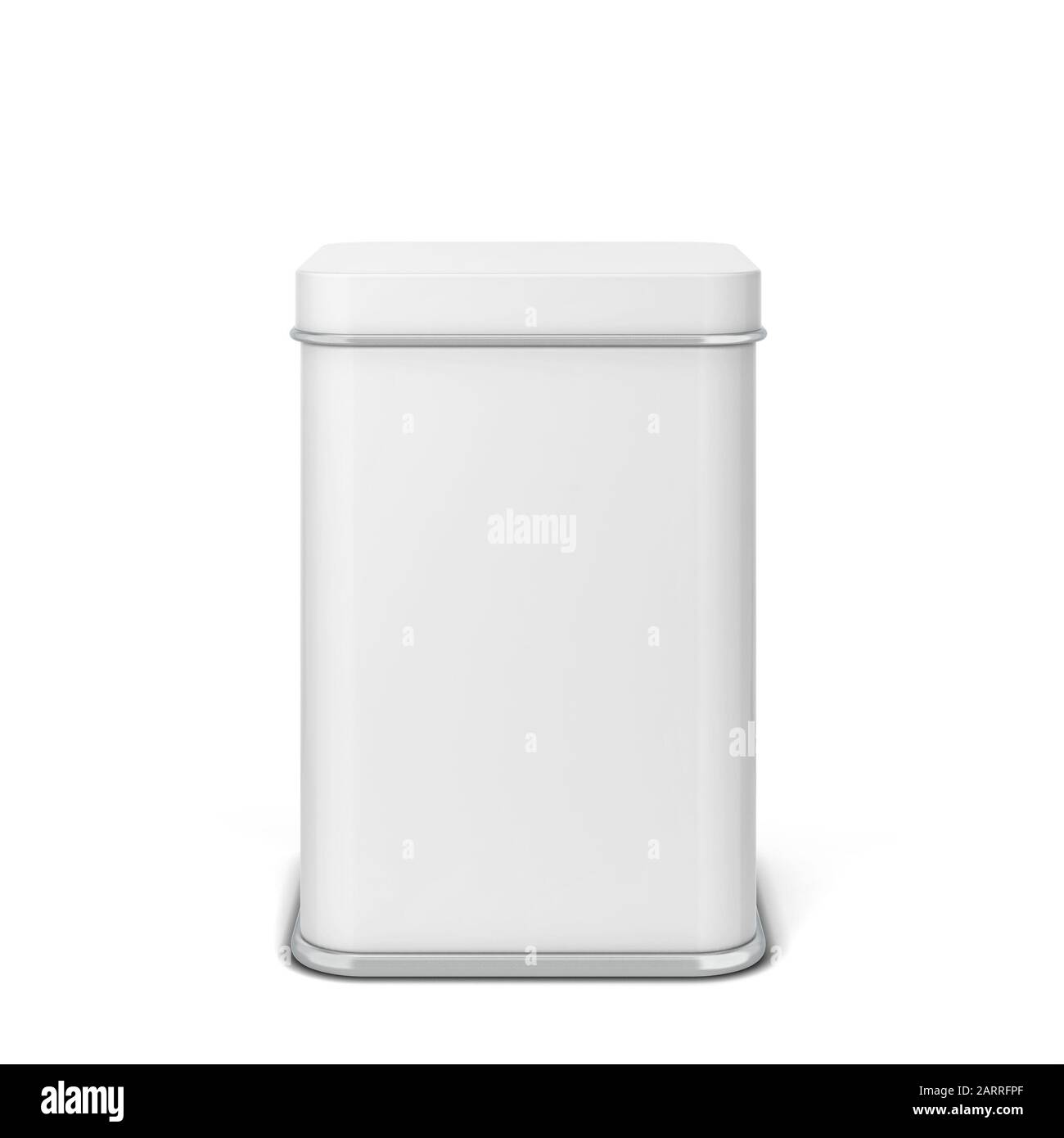 Rectangular tin can for tea or coffee. 3d illustration isolated on ...