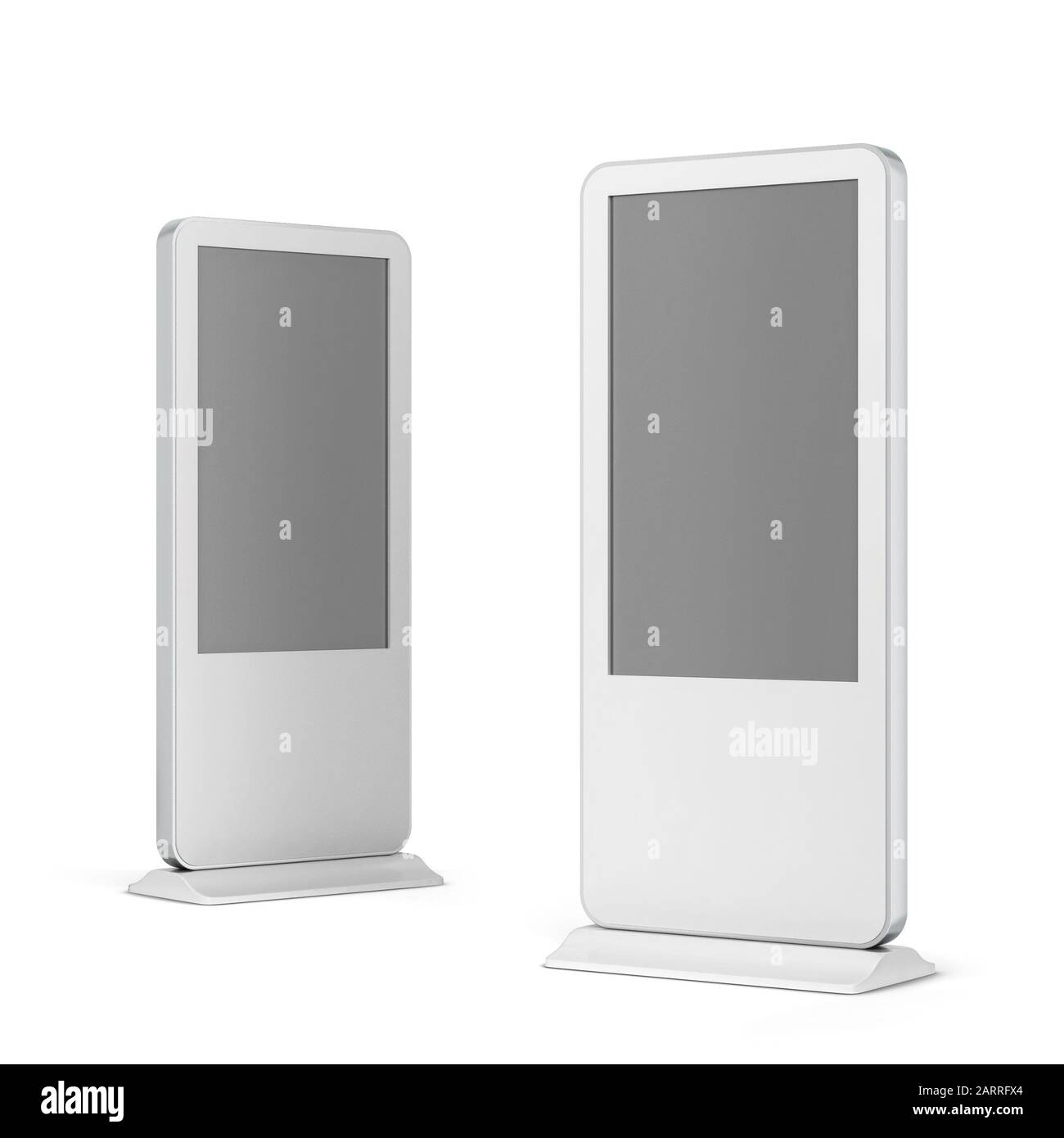 Digital screen display stand. 3d illustration isolated on white ...