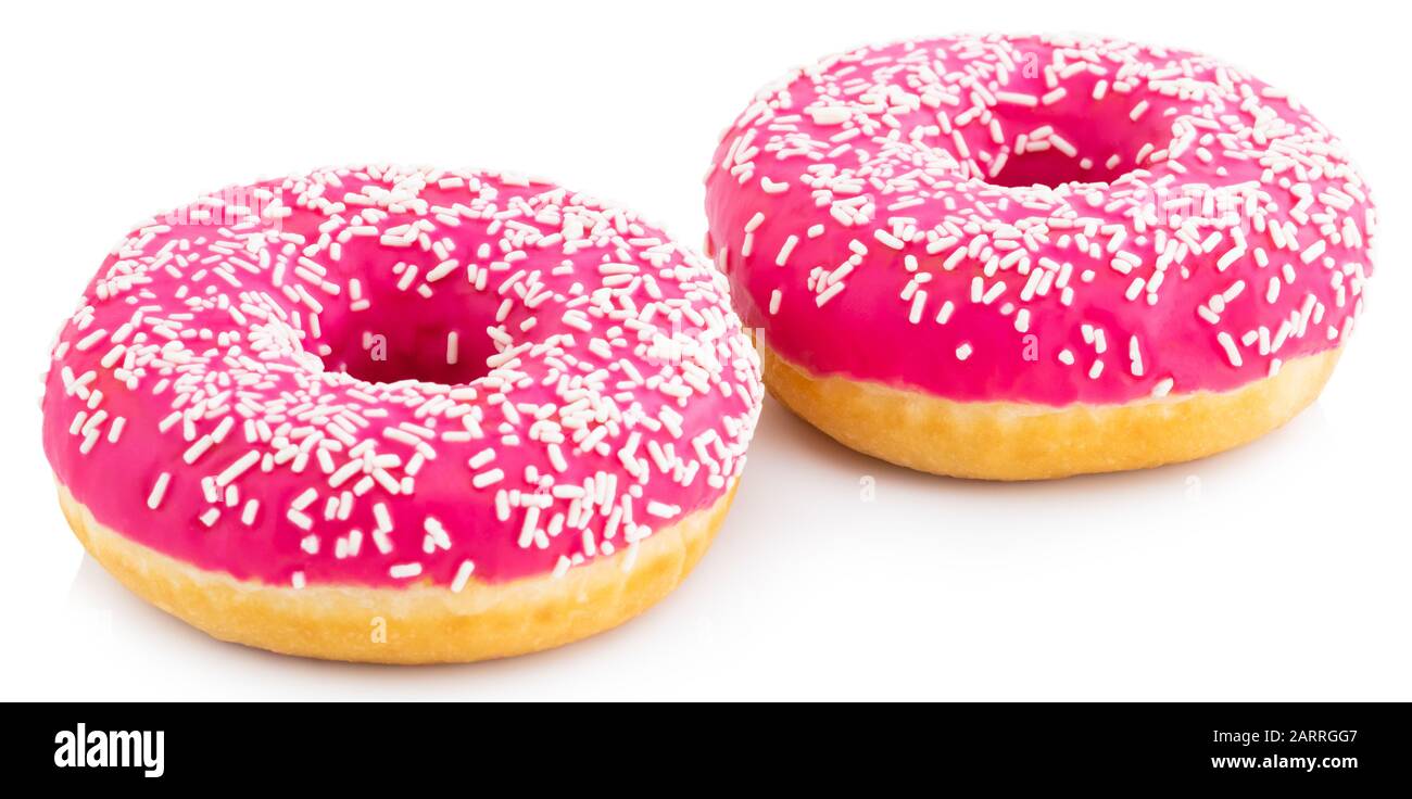 Pink donut with colorful sprinkles isolated on white background Stock ...