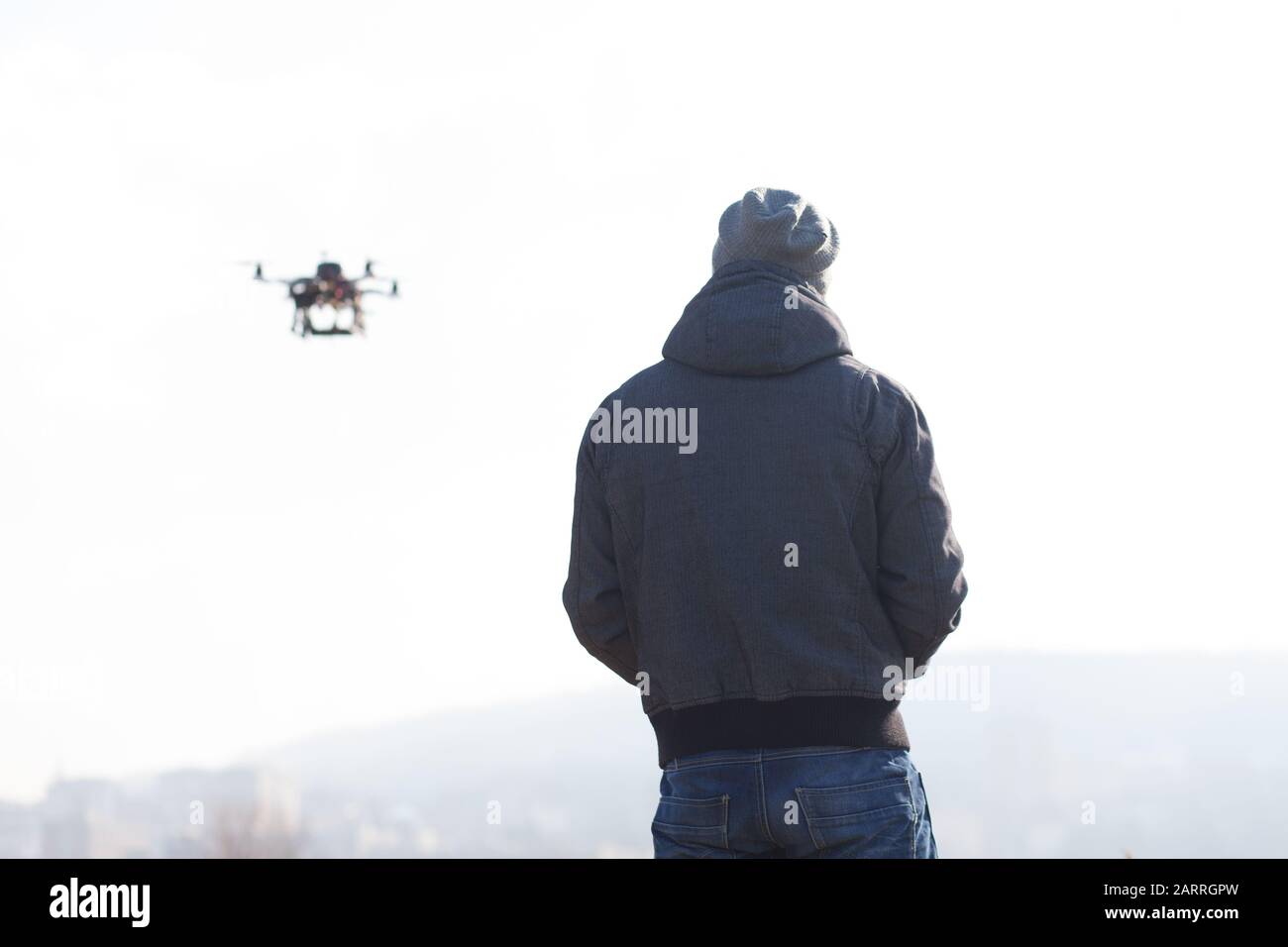 Person using a drone remote control hi-res stock photography and images ...
