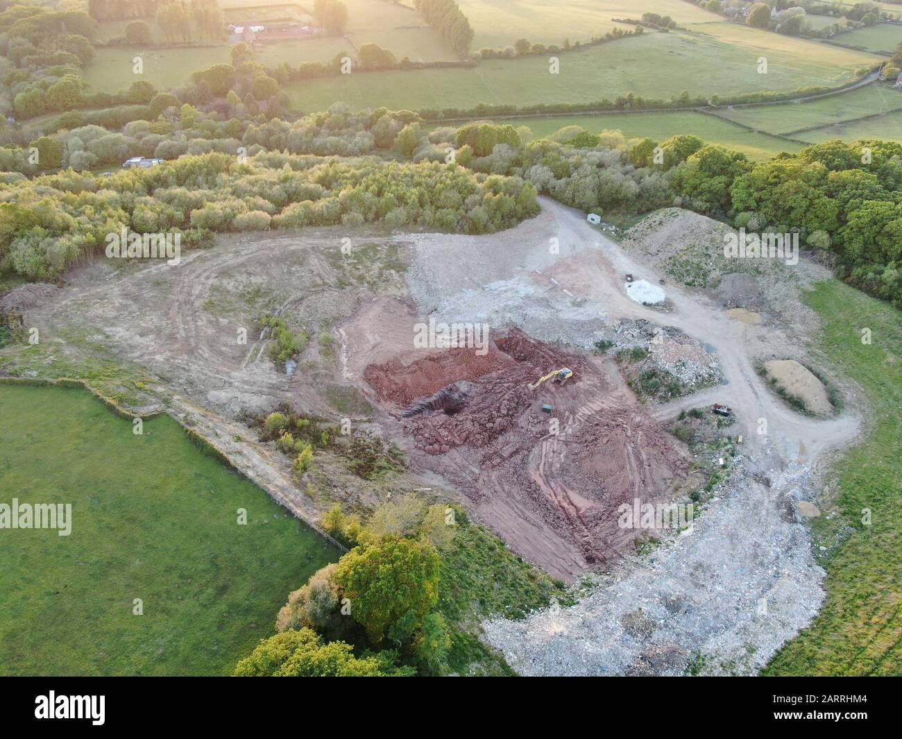 an aerial view of a small quarry Stock Photo - Alamy