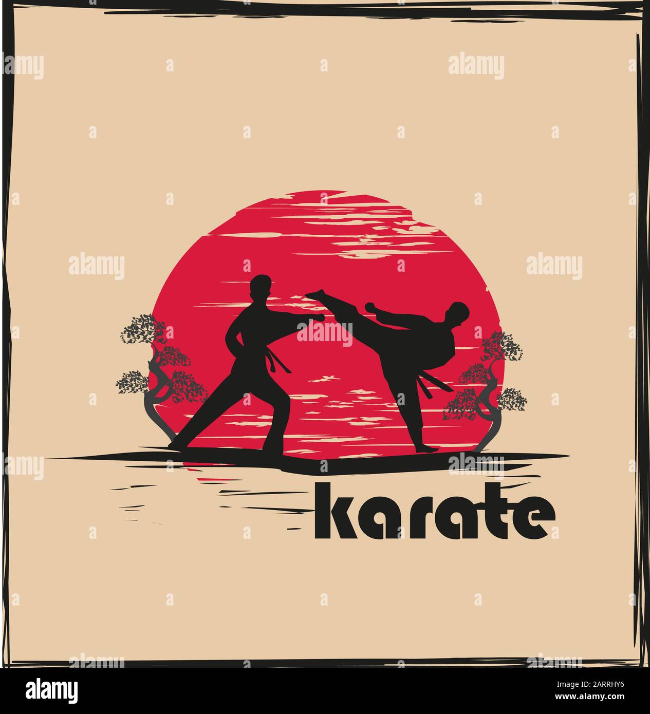 Creative abstract illustration of karate fighters Stock Photo - Alamy