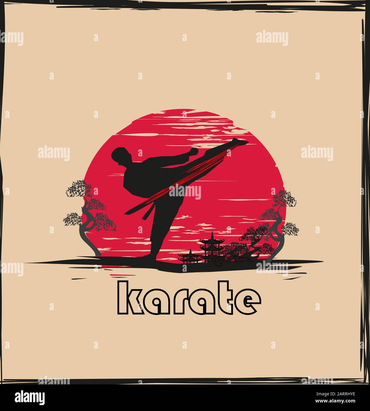 Creative abstract illustration of karate fighter Stock Photo - Alamy