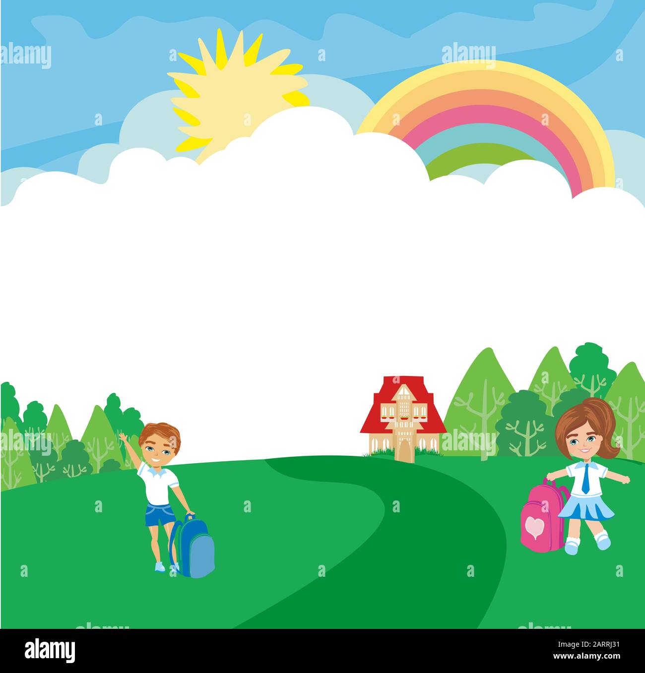 Happy kids go to school - frame Stock Photo - Alamy