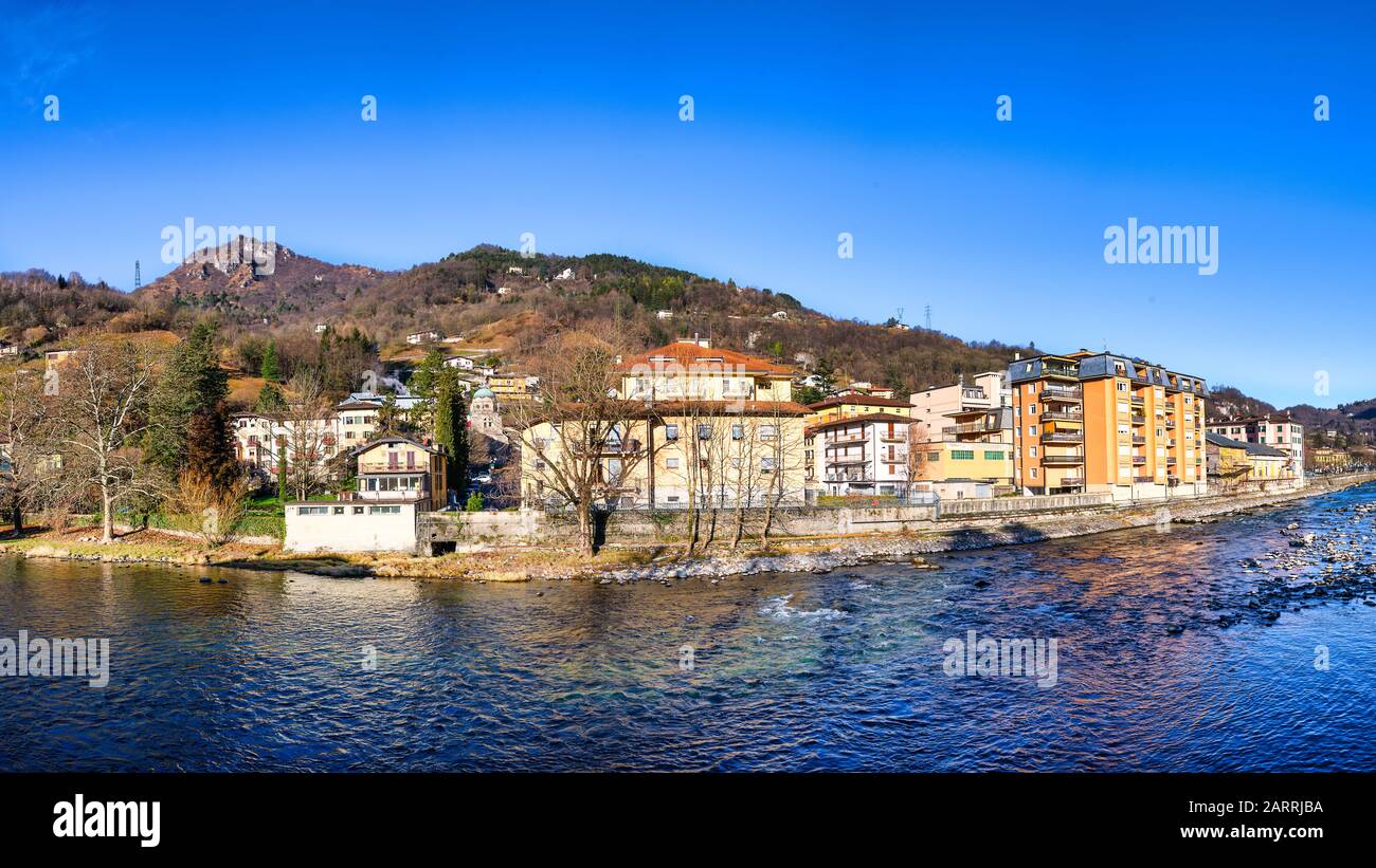 The Brembo river in northern Italy as it passes through San Pellegrino ...