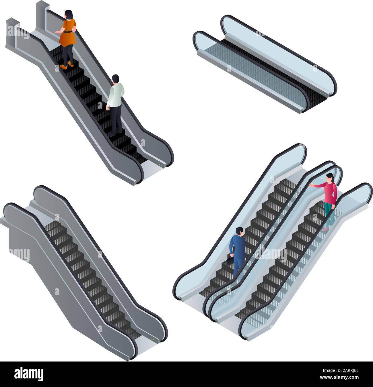 Escalator icons set. Isometric set of escalator vector icons for web ... Escalator icons set. Isometric set of escalator vector icons for web ...