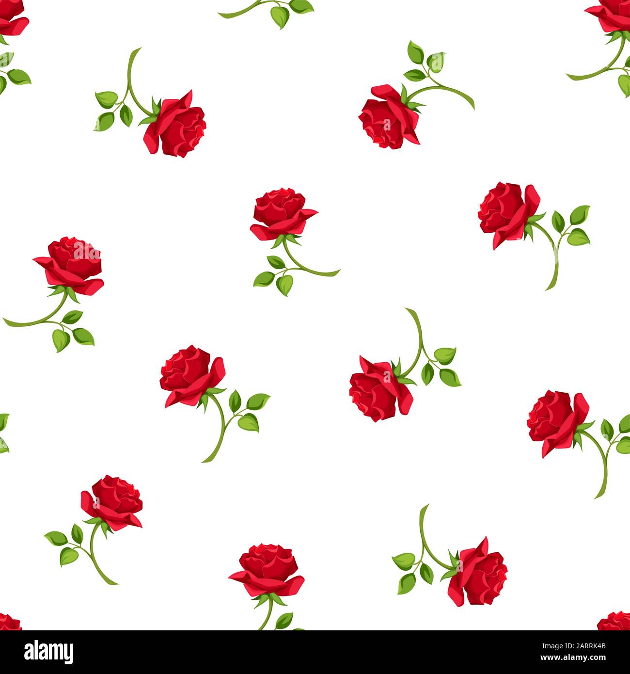 Vector seamless pattern with red rose flowers on a white background ...