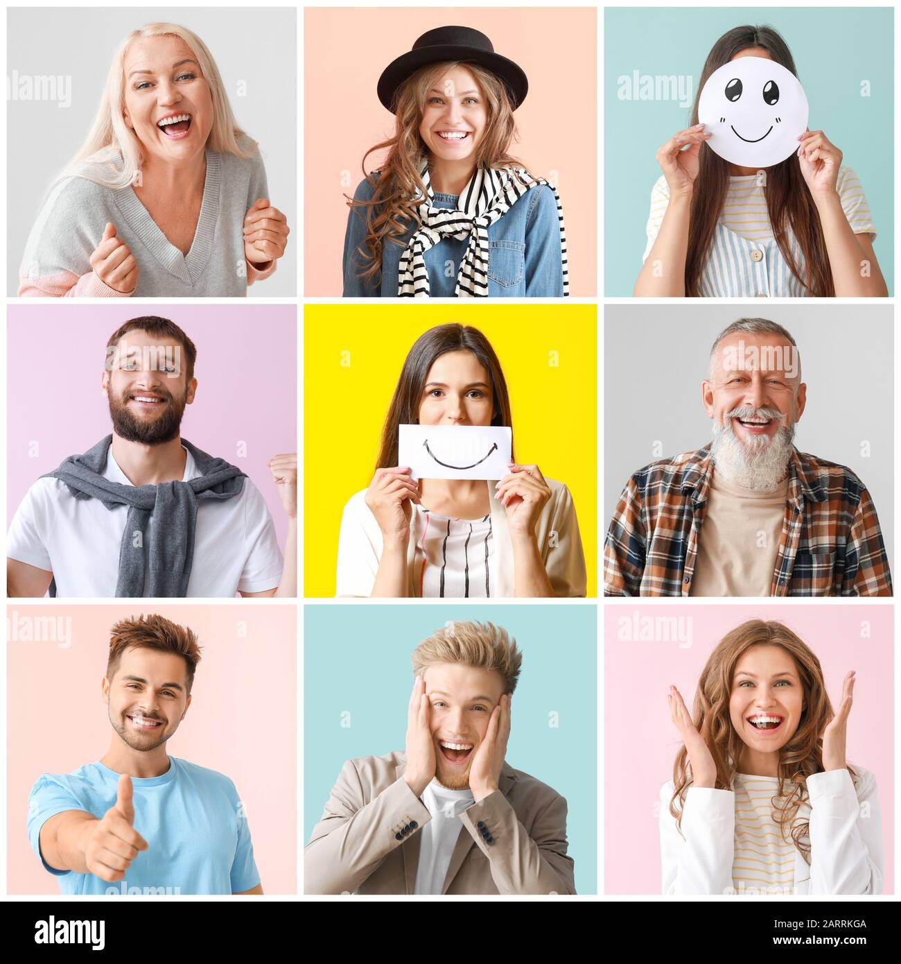 Collage with different happy people Stock Photo - Alamy
