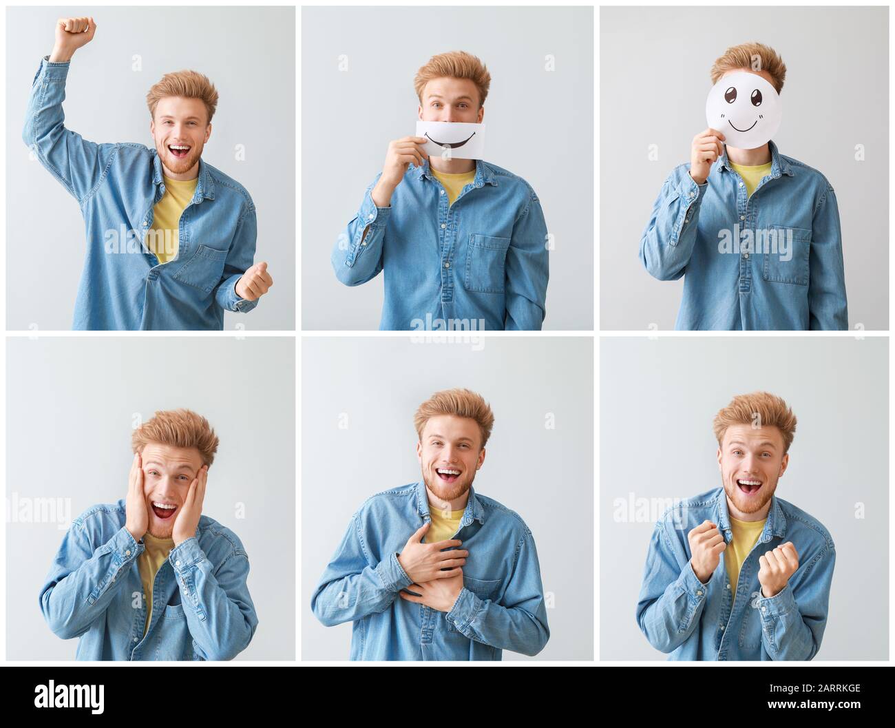 Collage happy excited young hi-res stock photography and images - Alamy