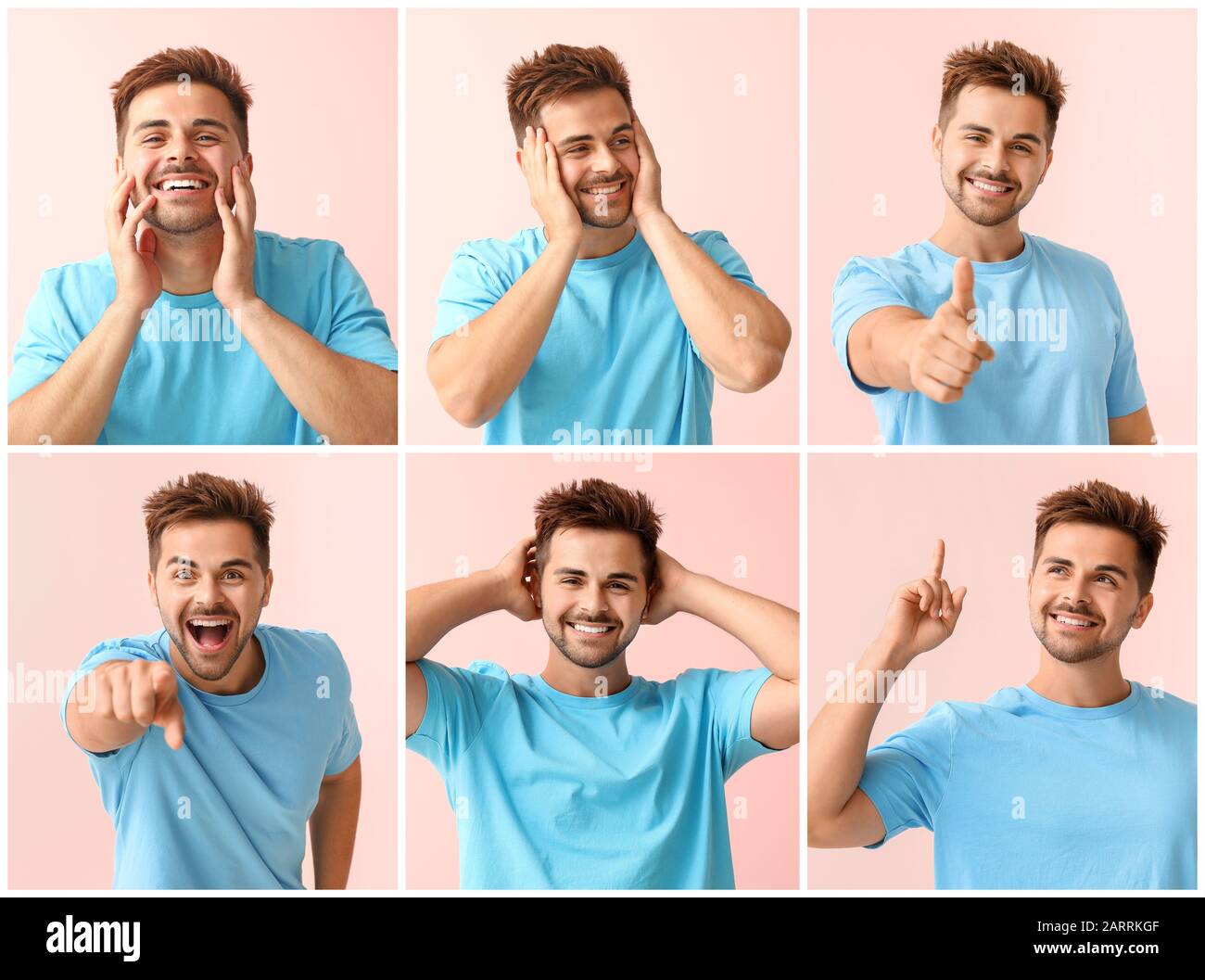 Young man different emotions Cut Out Stock Images & Pictures - Alamy