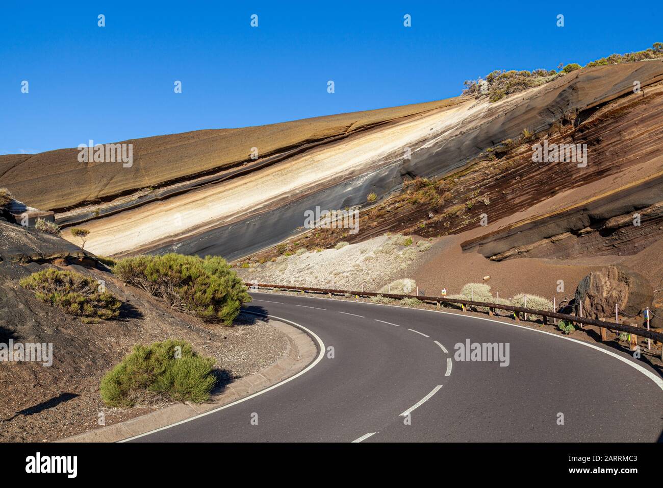 Various layers of rock, volcanic rock, Mirador La Tarta, Teide national park, Parque Nacional de ...