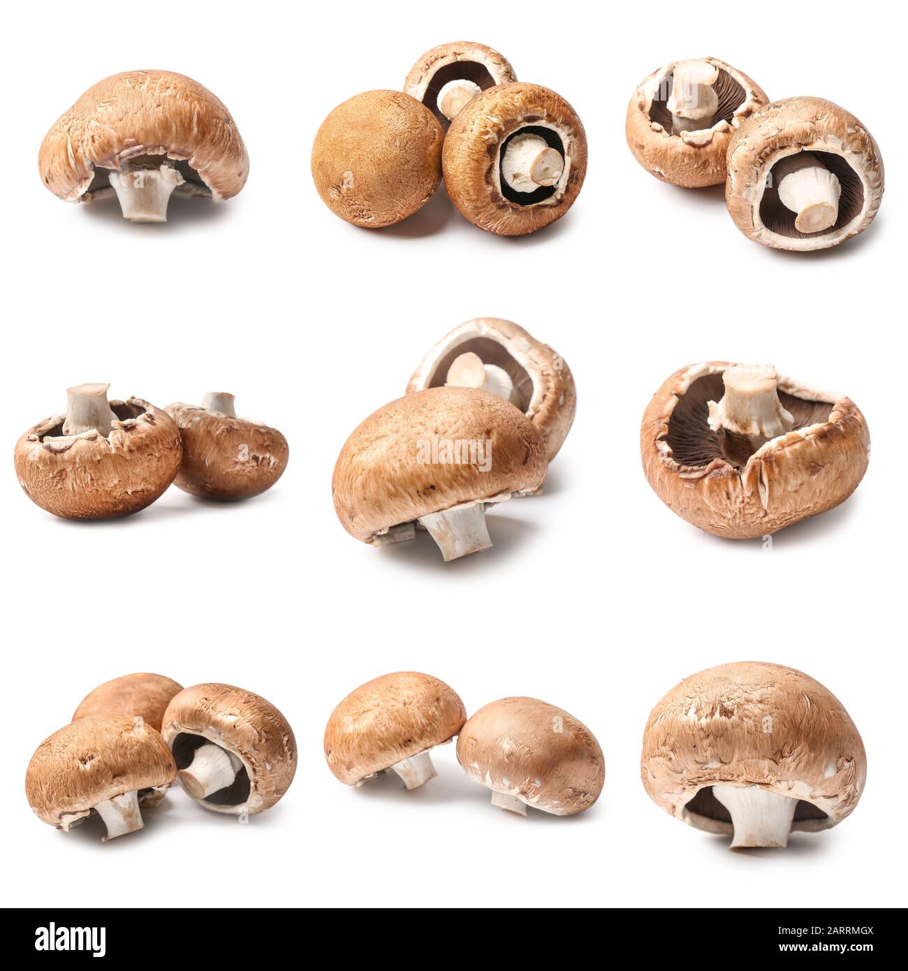 Fresh champignon mushrooms on white background Stock Photo - Alamy