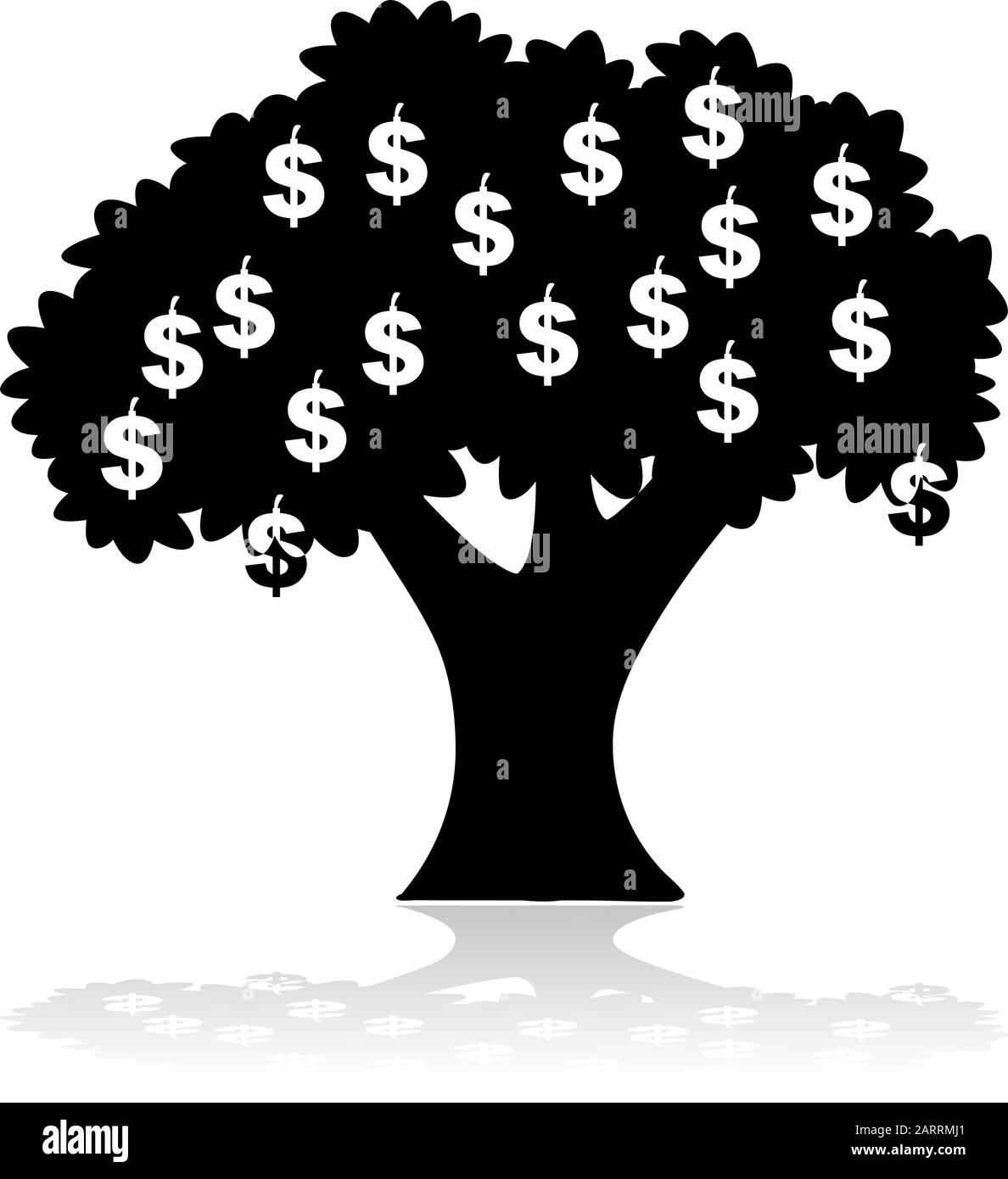 Concept illustration showing a tree with money (dollar signs) growing ...