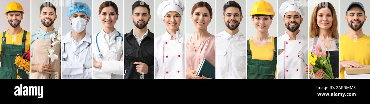 Collage with people in uniforms of different professions Stock Photo ...