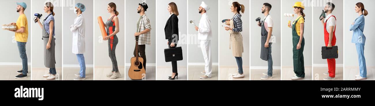 Collage with people in uniforms of different professions Stock Photo ...