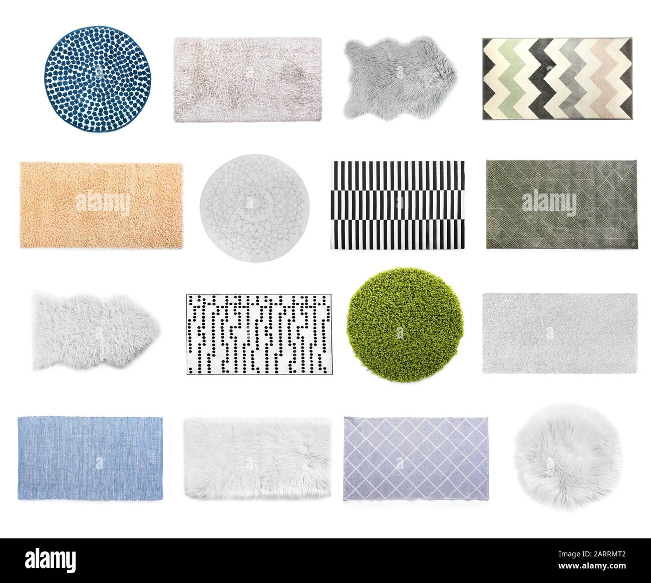 Set of different carpets on white background Stock Photo - Alamy