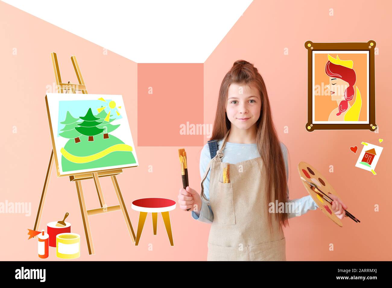 Cute little artist in drawn workshop Stock Photo - Alamy