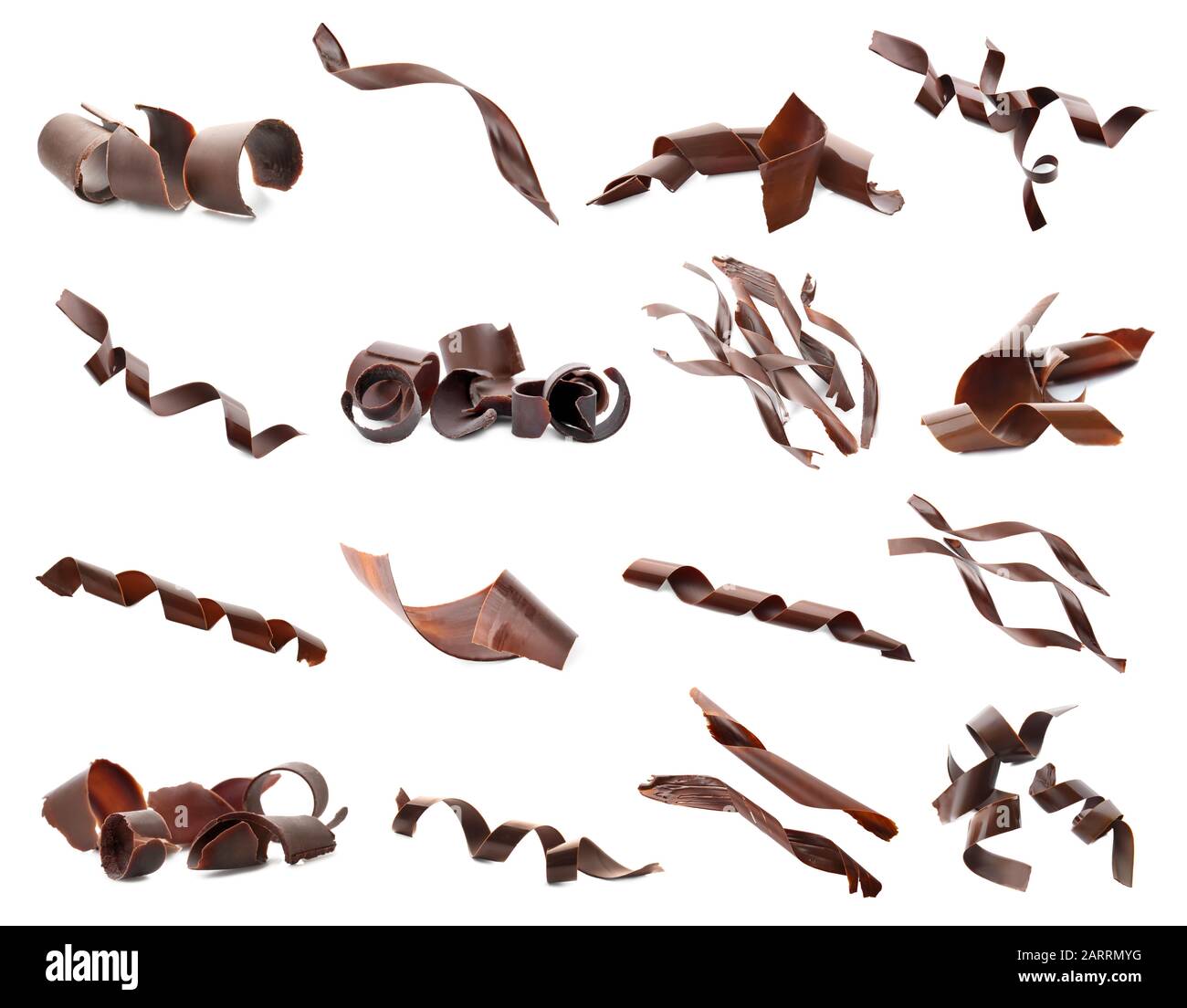 Delicious chocolate shavings on white background Stock Photo - Alamy