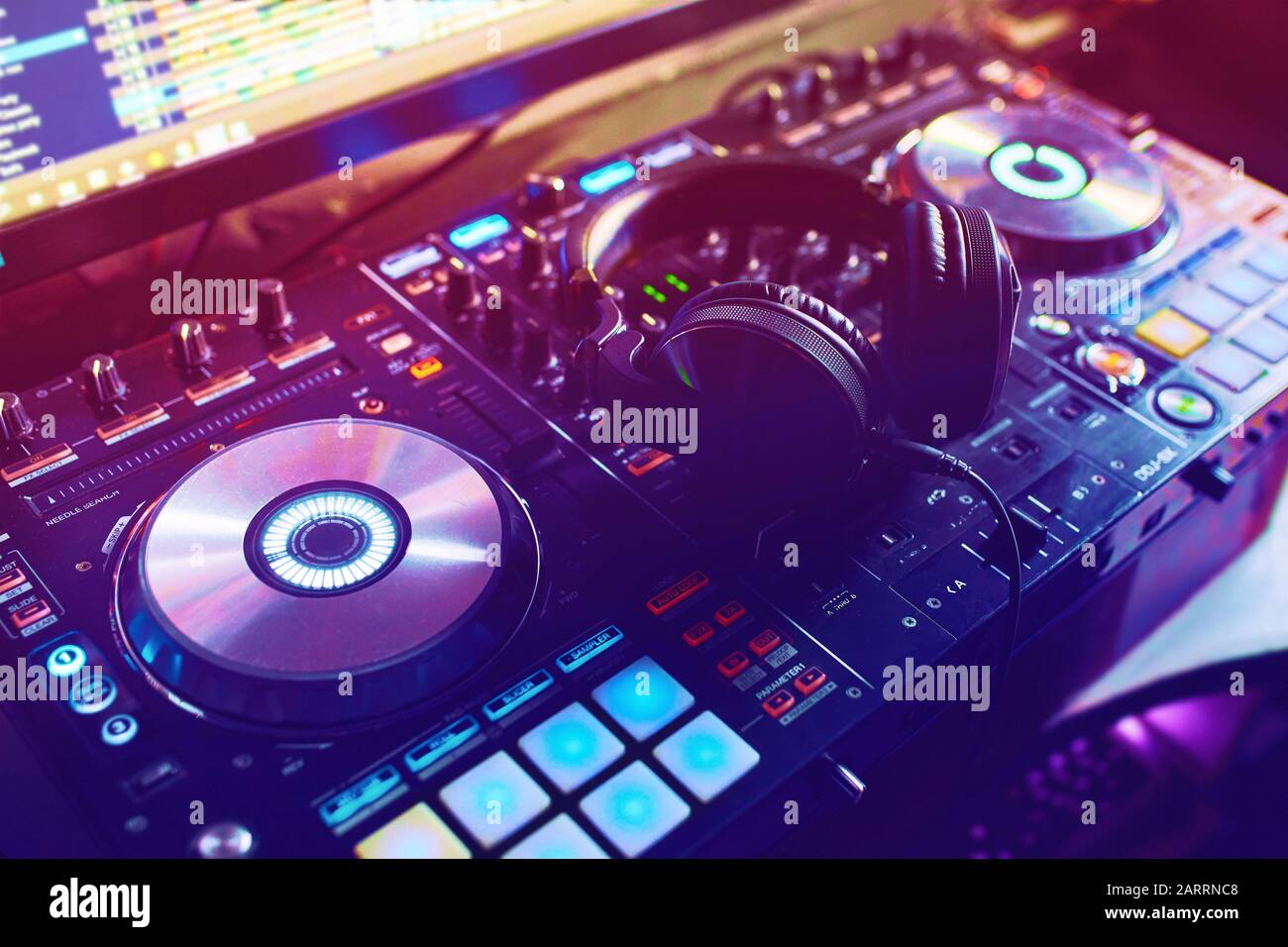 Dj mixes the track in the nightclub at a party Stock Photo - Alamy