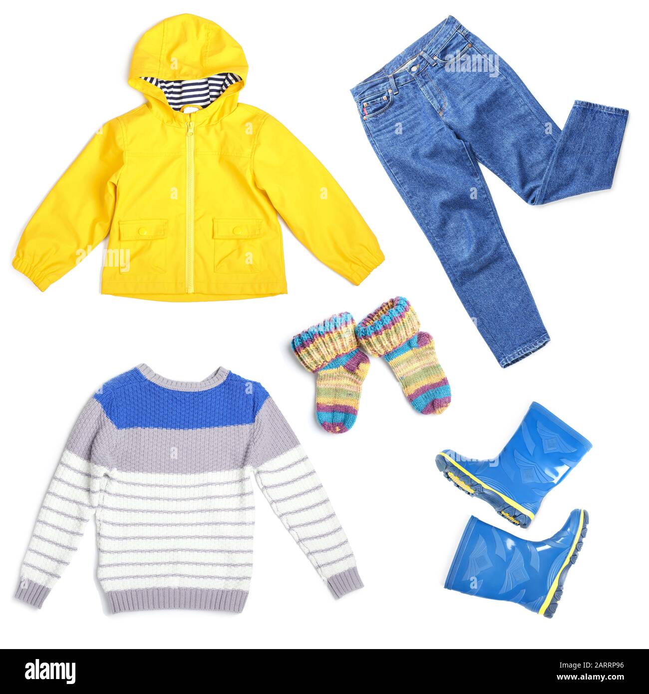 Set of kid clothes on white background Stock Photo - Alamy