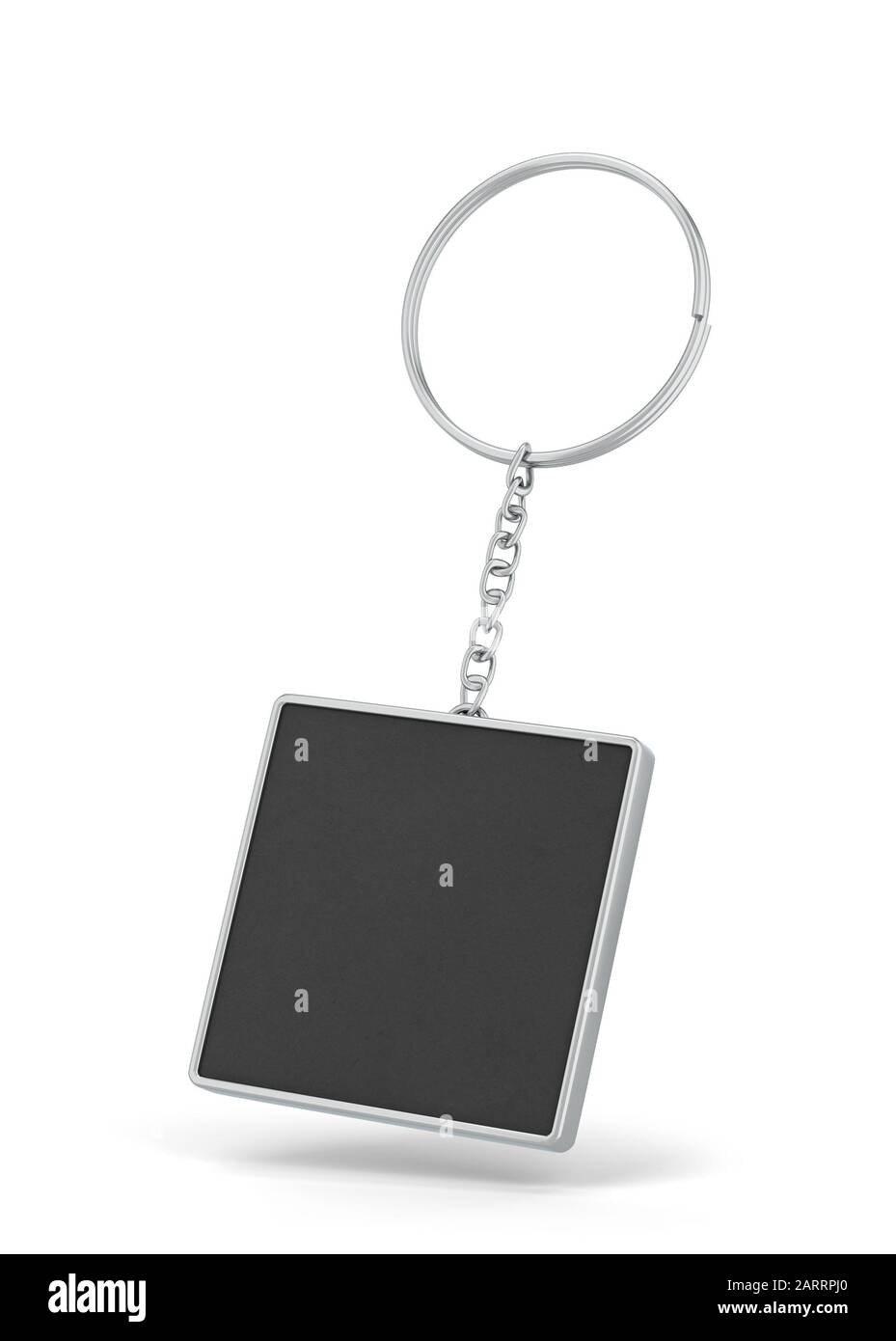 Blank metallic keychain mockup. 3d illustration isolated on white ...