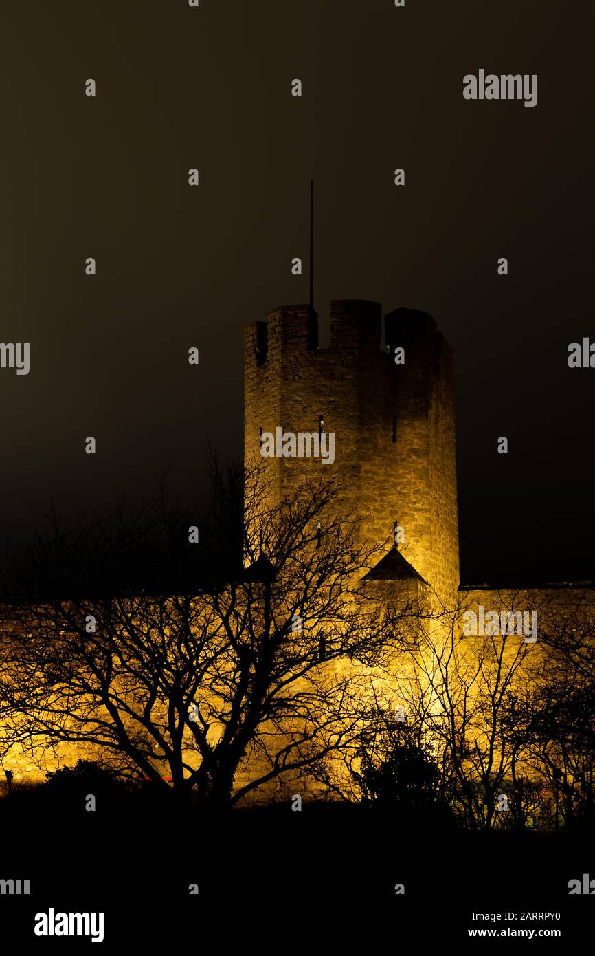 Town Wall in Visby, Sweden at Night Stock Photo - Alamy