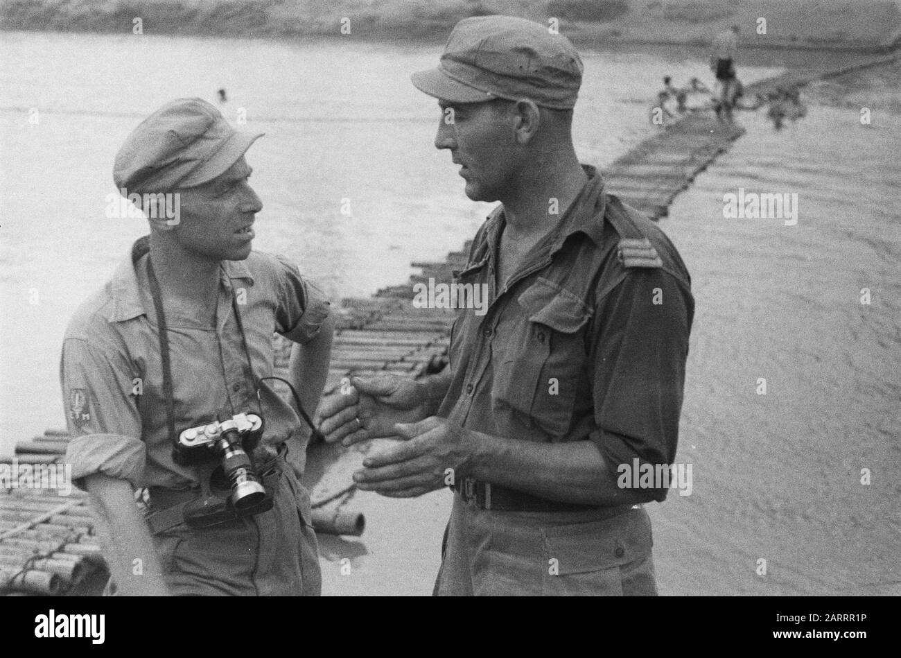 Laying of a bamboo bridge Footbridges for infantry. Many bridges have ...