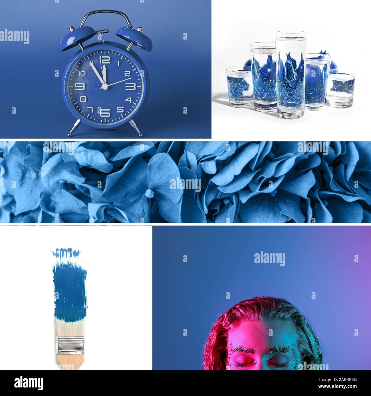 Collage of photos in blue colors Stock Photo - Alamy