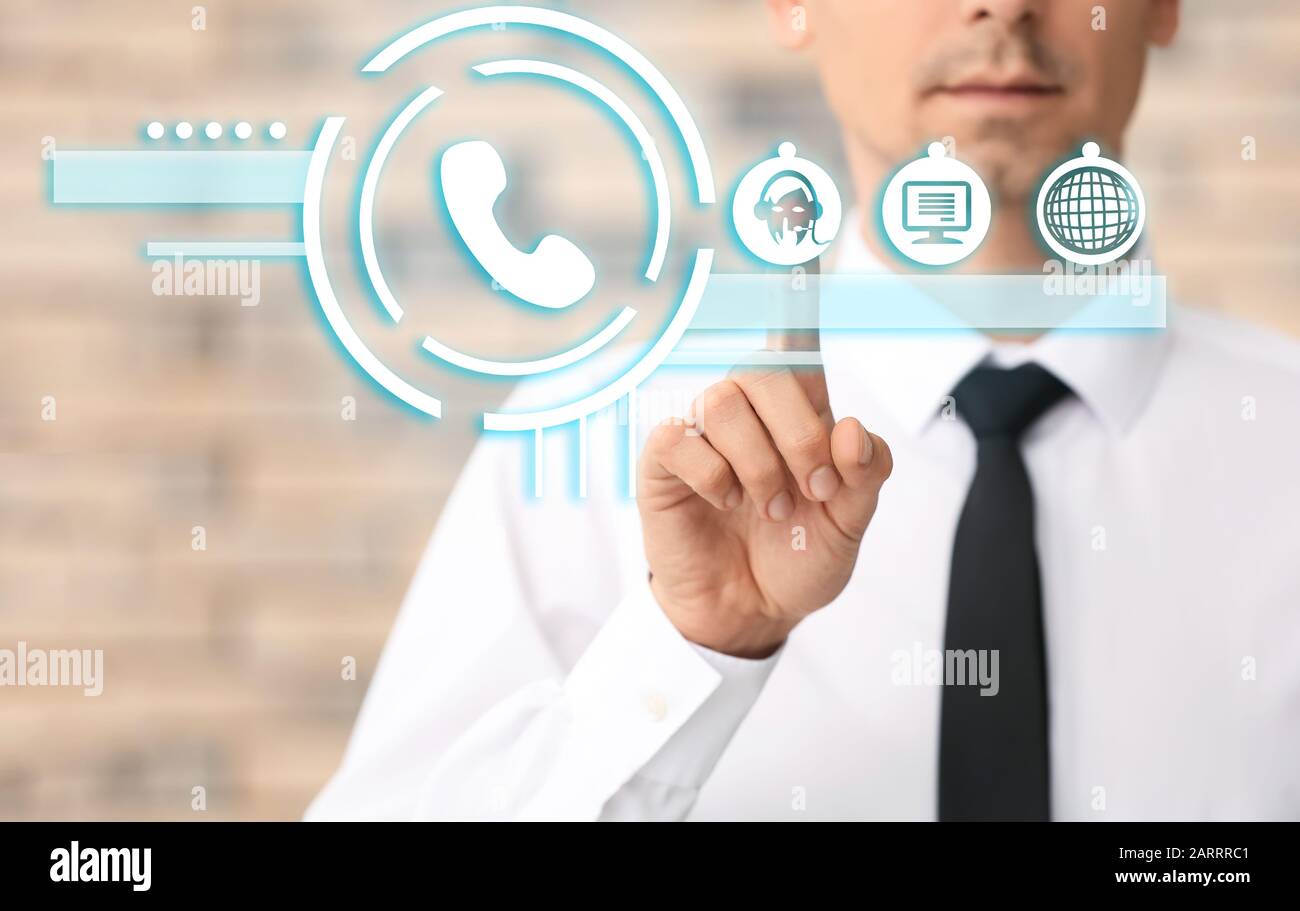 Businessman using virtual call hi-res stock photography and images - Alamy