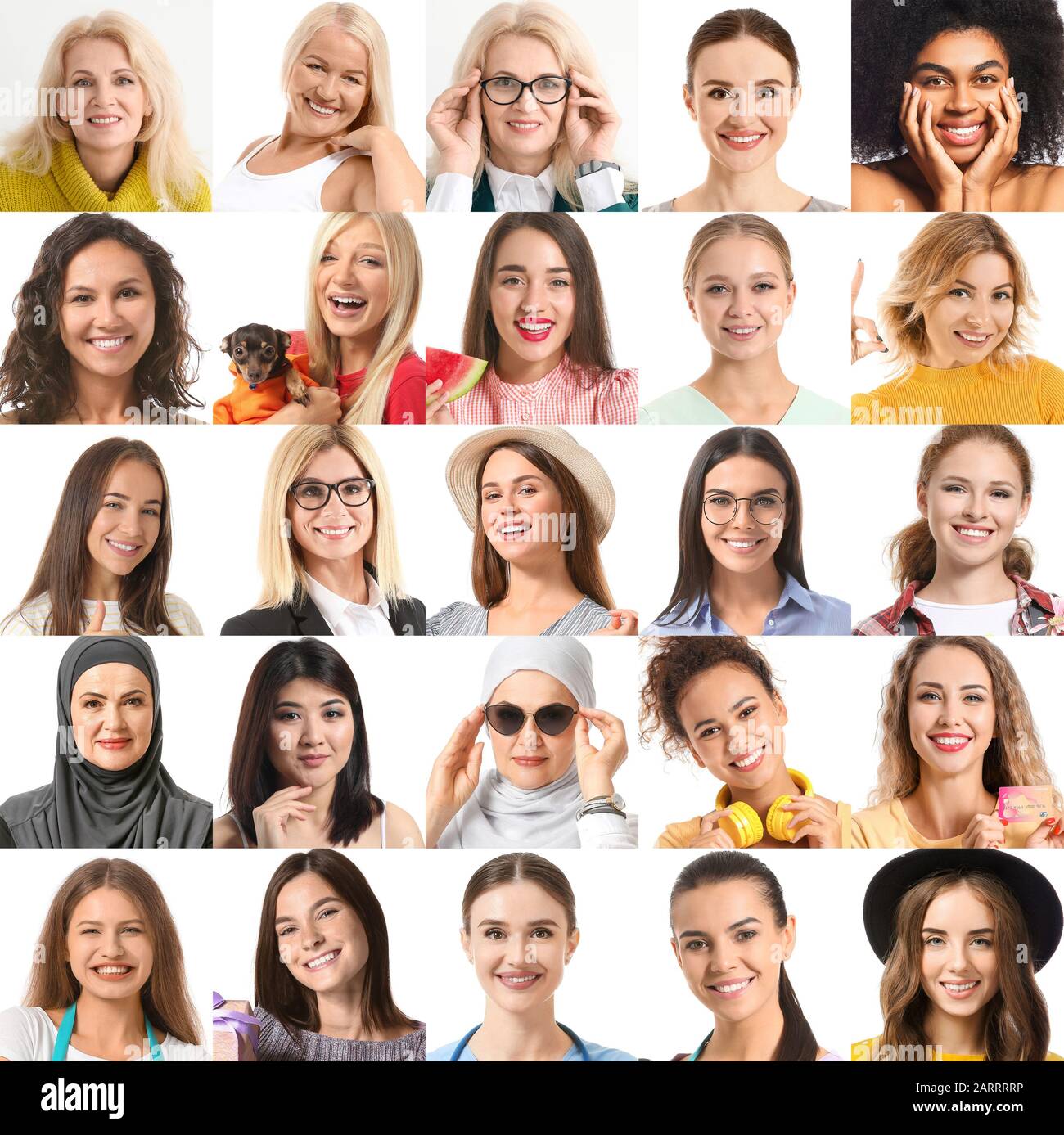 Collage with different women on white background Stock Photo - Alamy