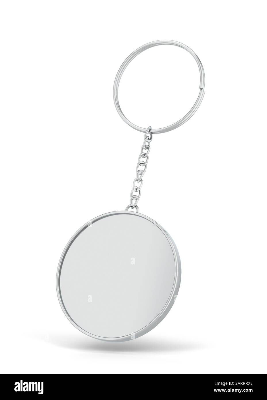 Blank metallic keychain mockup. 3d illustration isolated on white ...