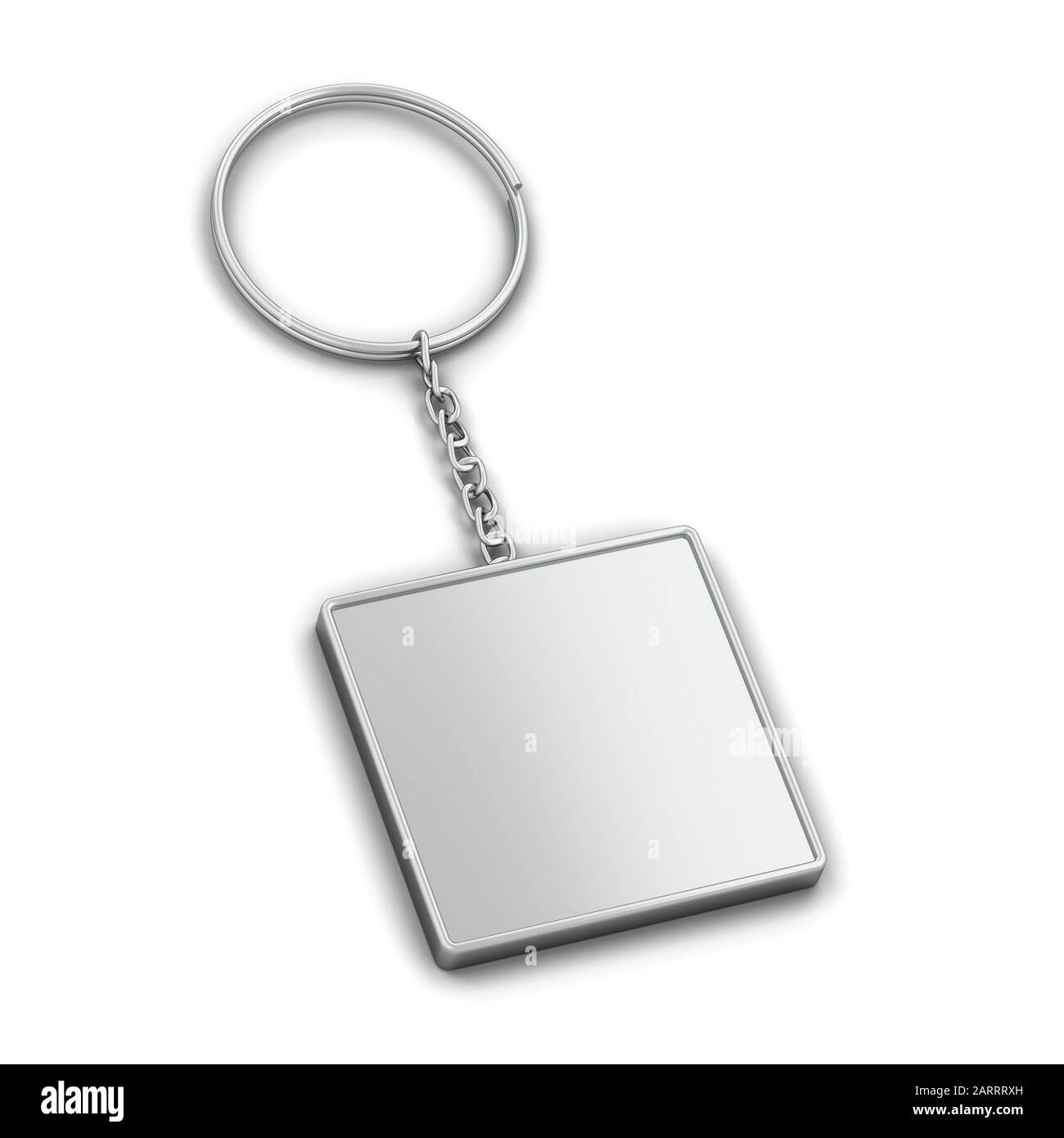 Blank metallic keychain mockup. 3d illustration isolated on white ...