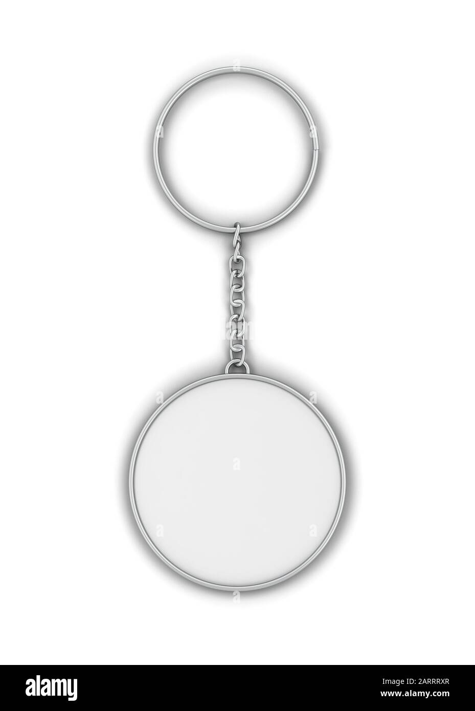 Blank metallic keychain mockup. 3d illustration isolated on white ...