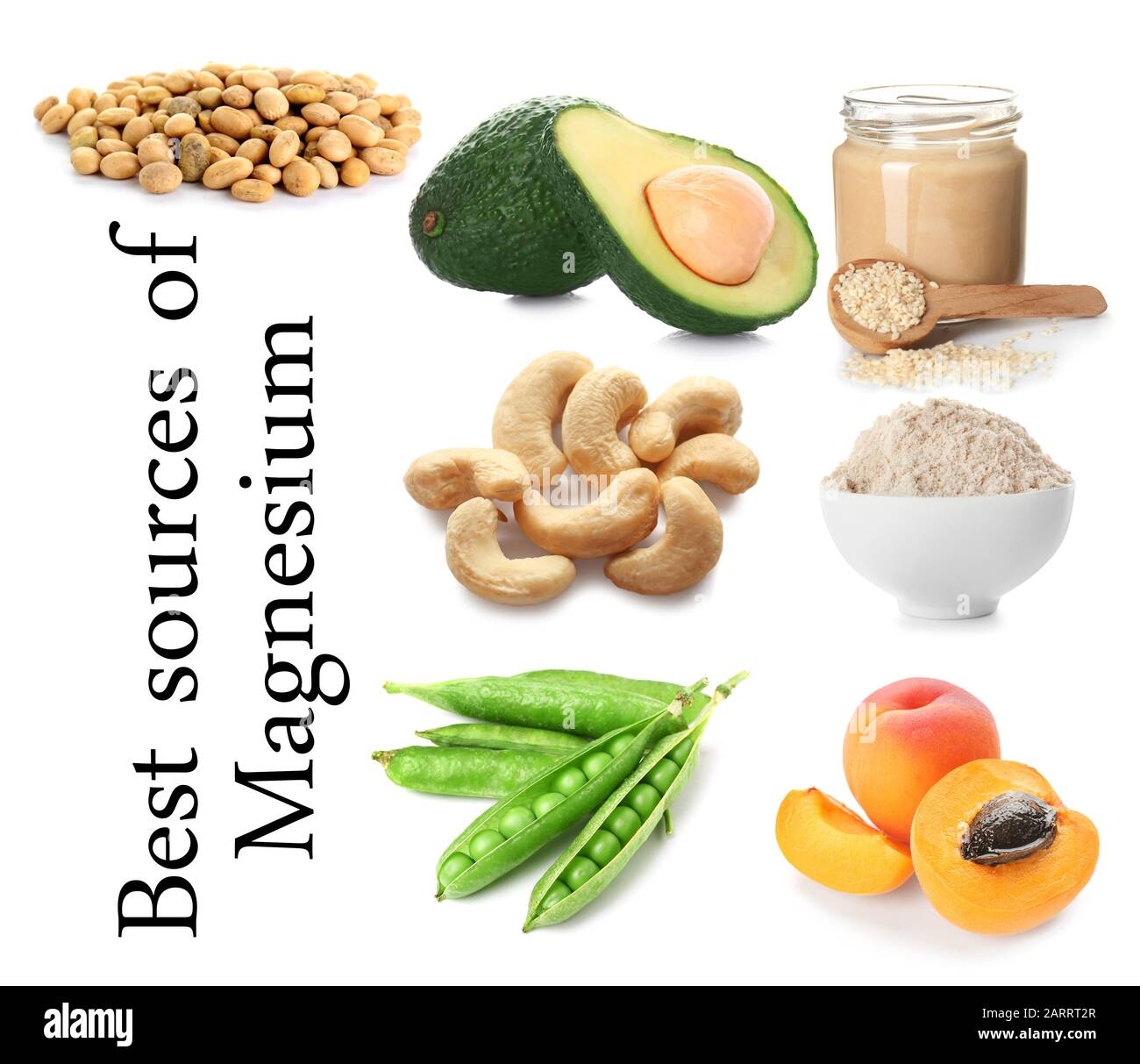 Set of products rich in magnesium on white background Stock Photo - Alamy