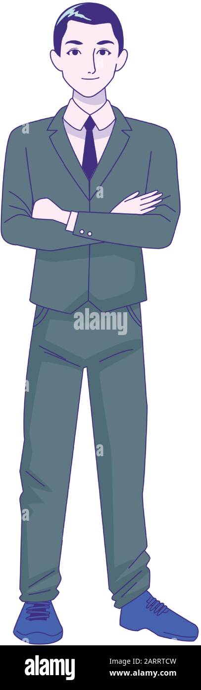 cartoon businessman standing icon, colorful design Stock Vector Image ...