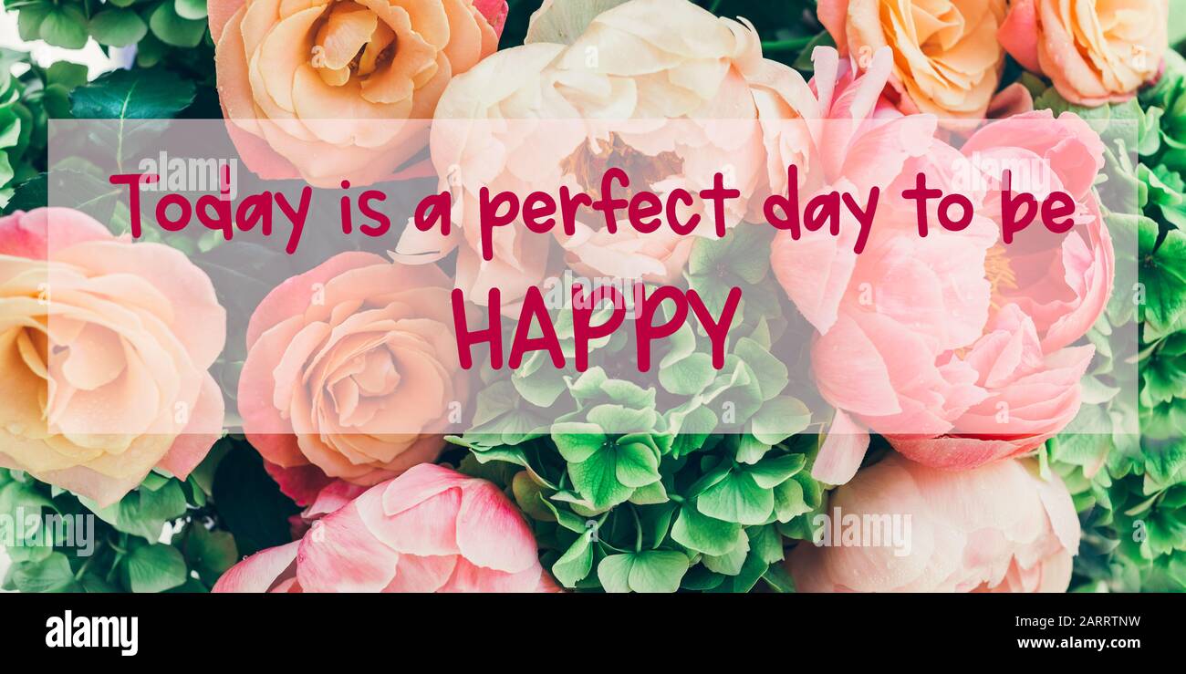 Today is a perfect day to be happy quote in the frame. Fresh bunch of ...