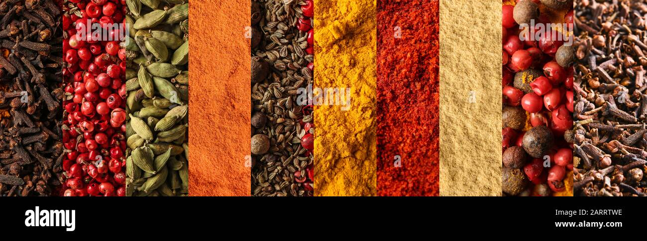 Set of different aromatic spices Stock Photo - Alamy