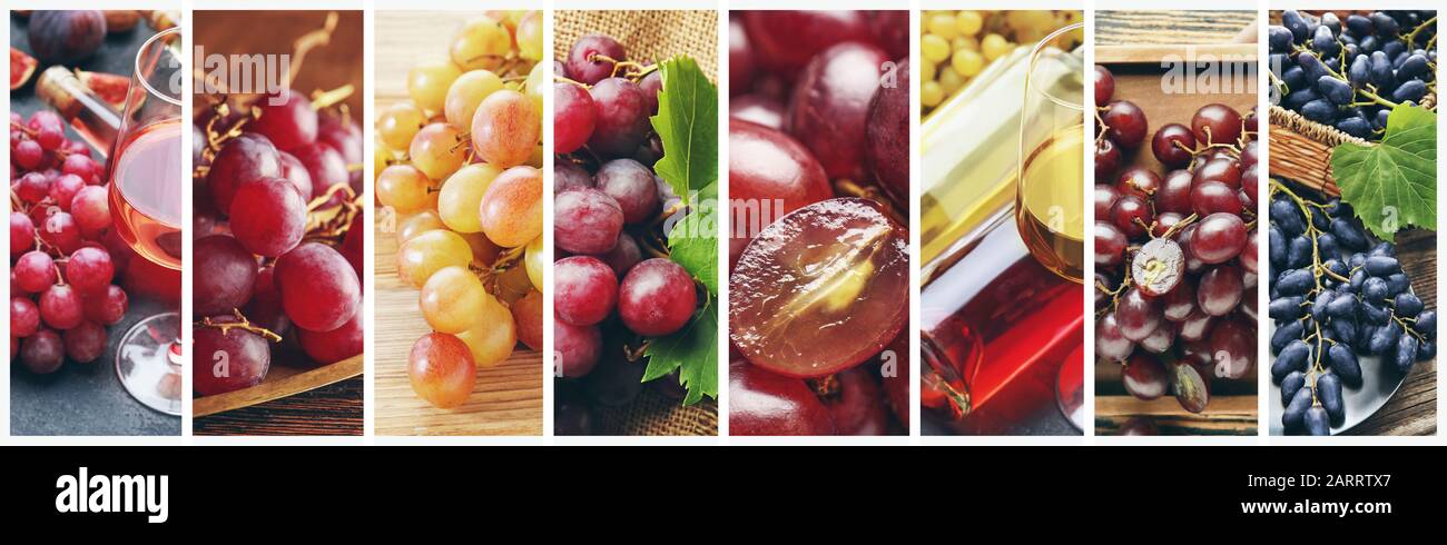 Collage of photos with fresh juicy grapes Stock Photo - Alamy