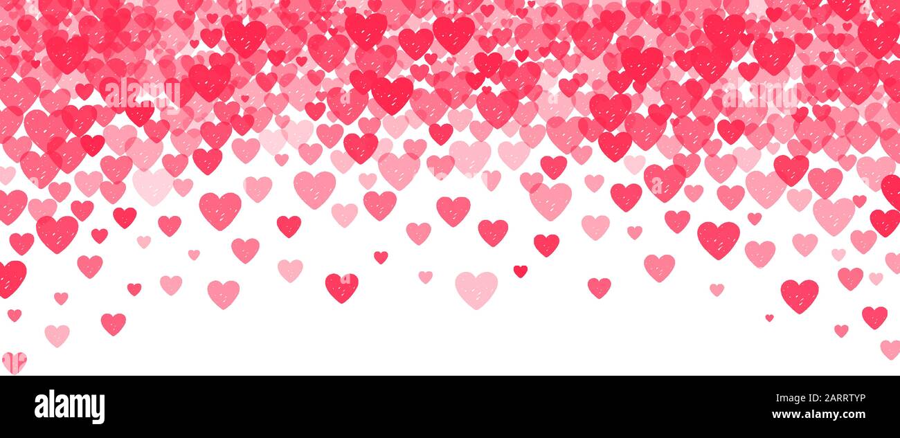 Falling red hearts confetti romantic background for Vallentines day or ...