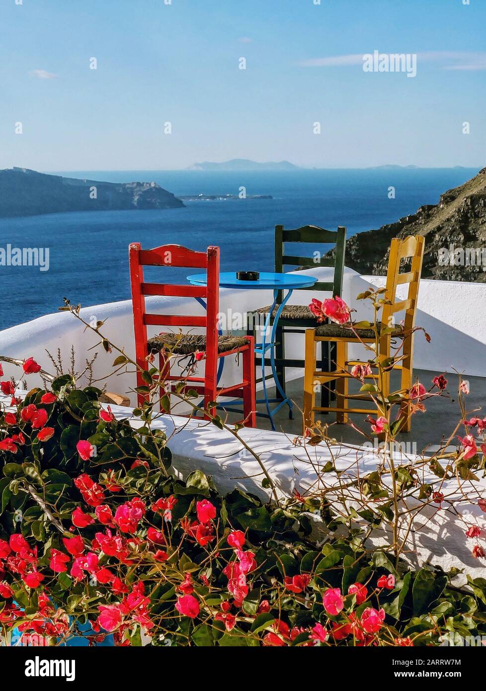 Mediterranean colourful chairs Stock Photo - Alamy