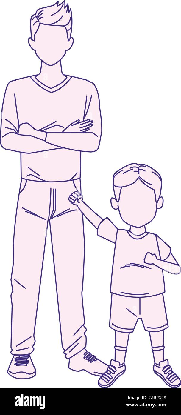 little boy and man standing icon, flat design Stock Vector Image & Art ...