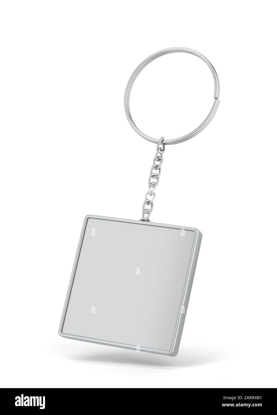 Blank metallic keychain mockup. 3d illustration isolated on white ...