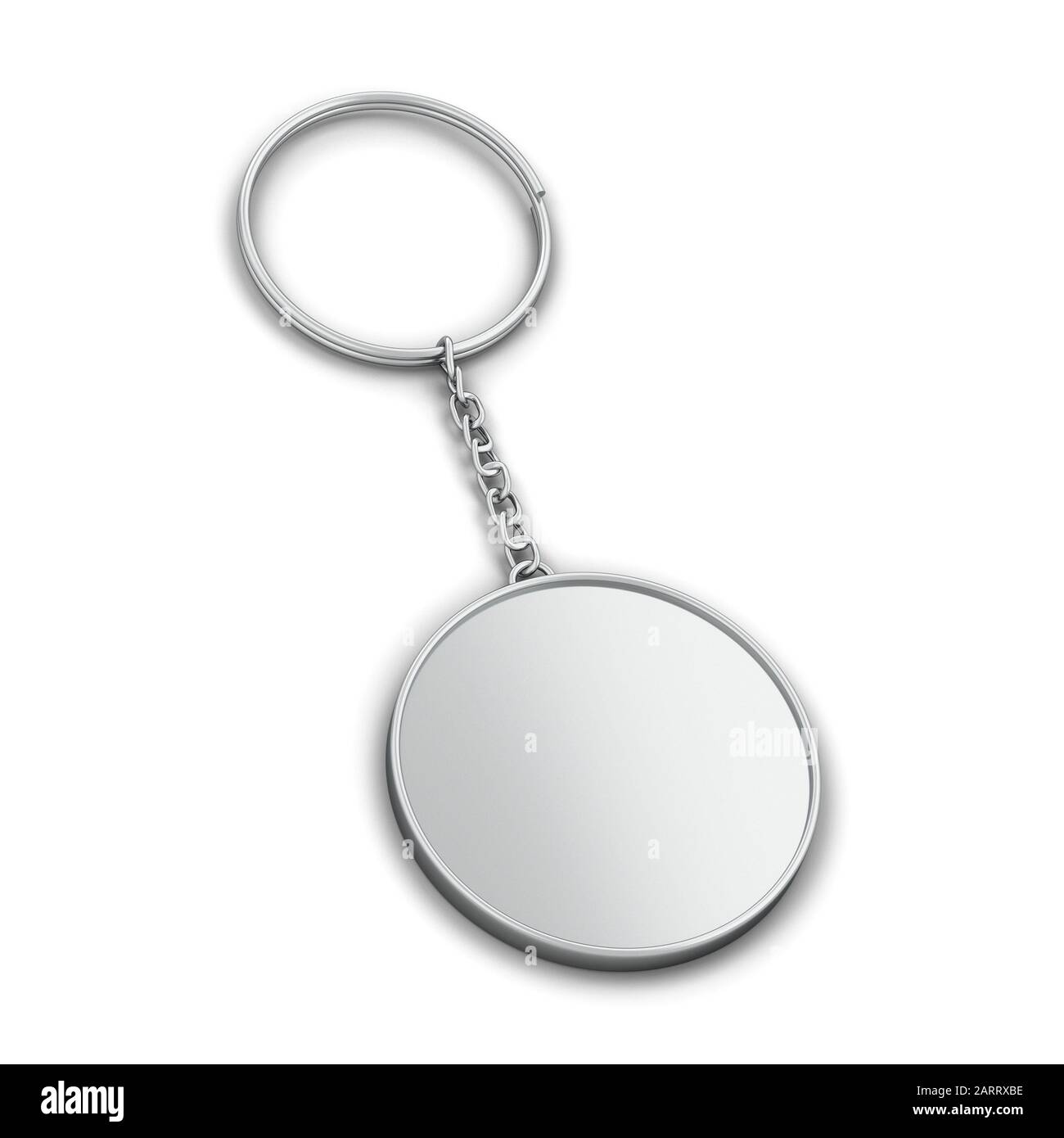 Blank metallic keychain mockup. 3d illustration isolated on white ...